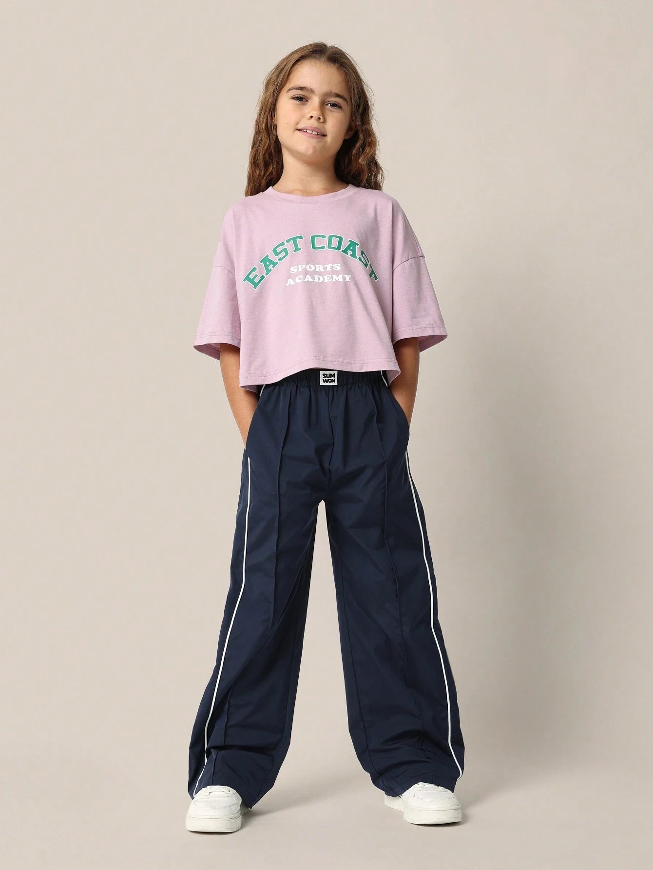 Tween Girls Crop Graphic Print Tee And Wide Leg Track Pant – Mummy & Mee