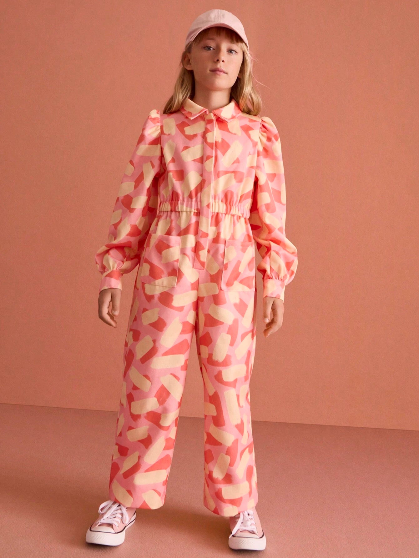 THE HAPPY LOOK Tween Girls' Geometric Print Puffed Long Sleeve Pocket ...