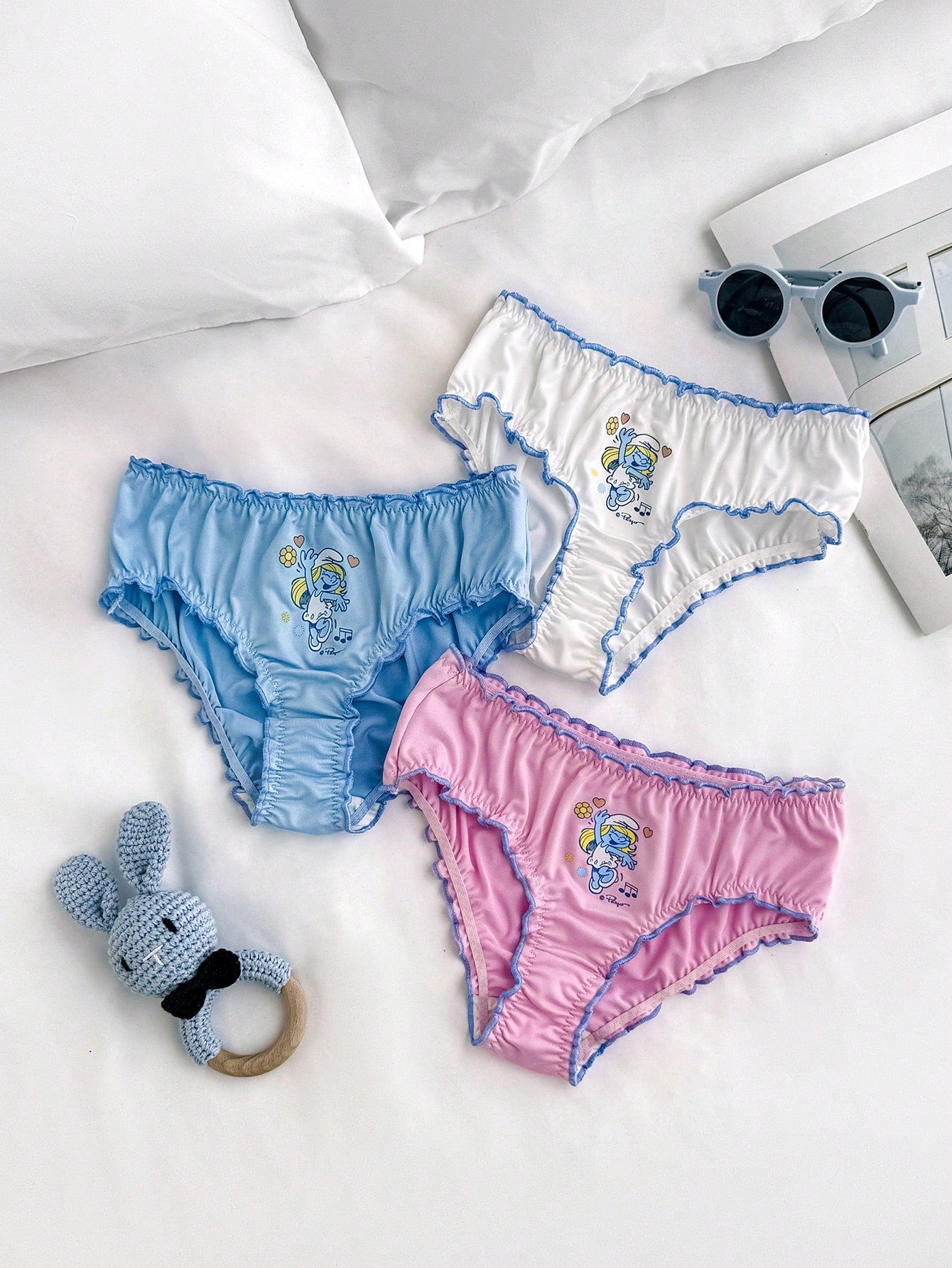 Tween Girl Cute Smurfette Smurfs Printed Lettuce Trim Panties – Mummy & Mee